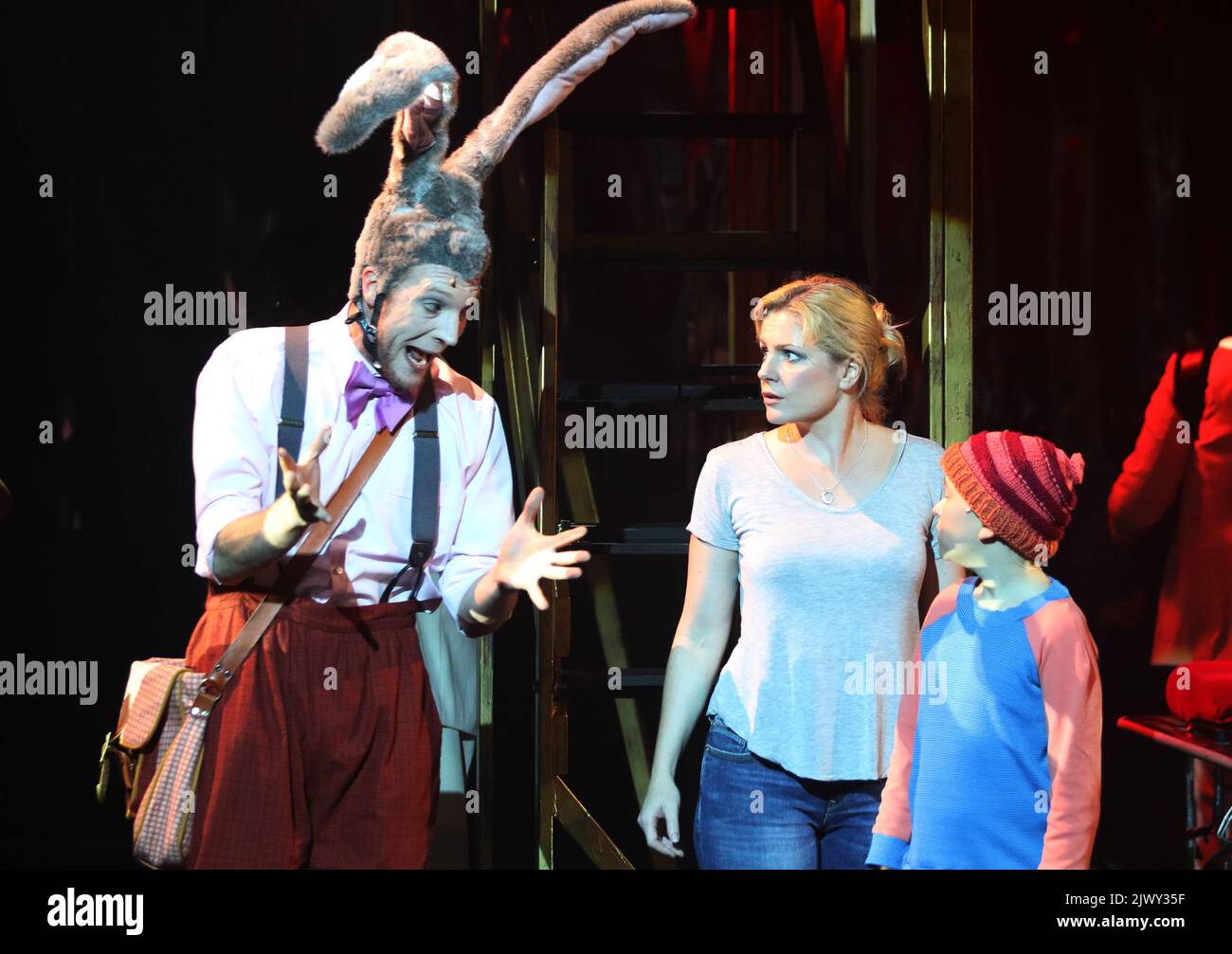 Cast members perform a scene from Masquerade at a media call at the ...