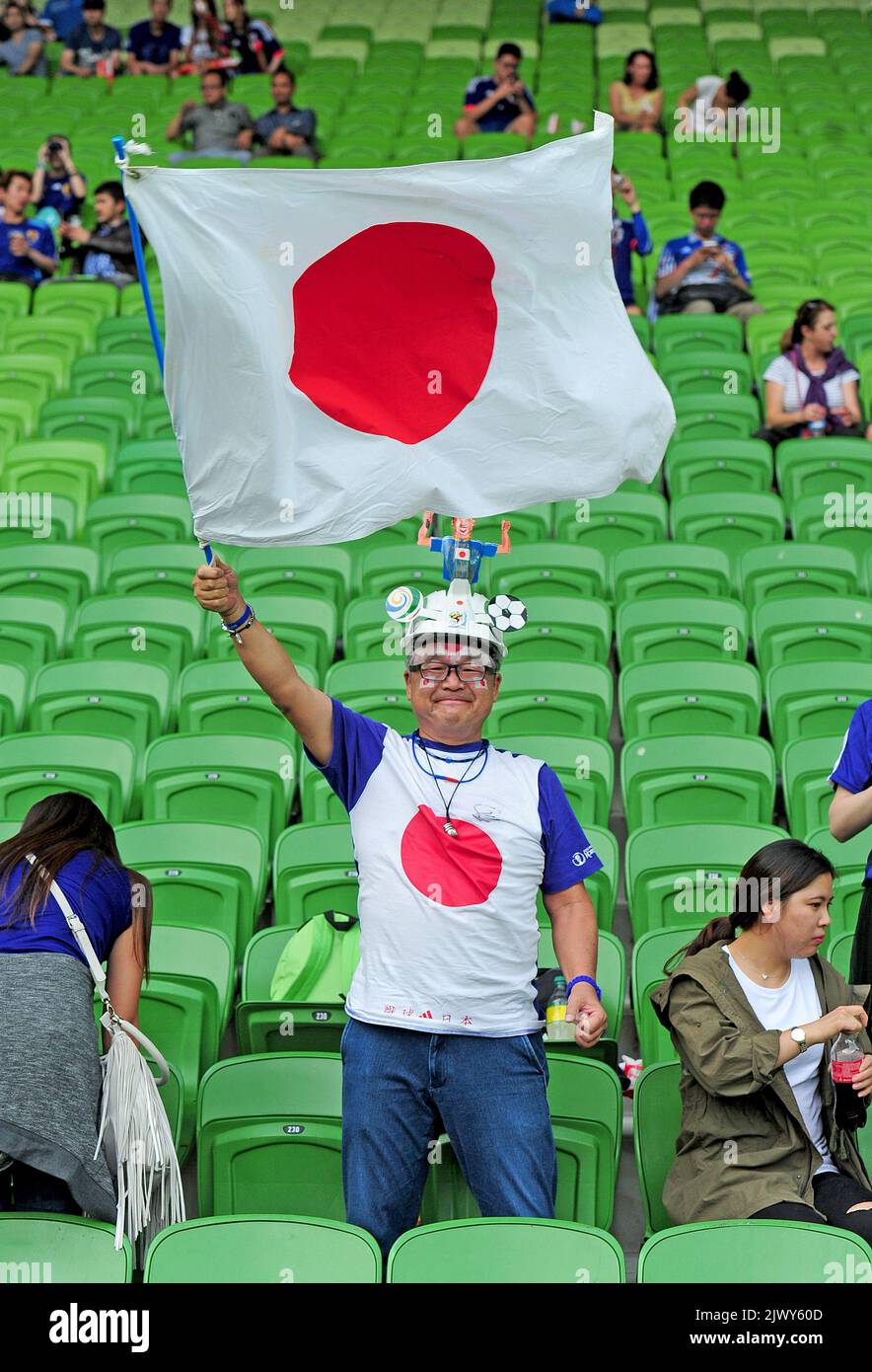 Japanese fans enjoy themselves, during the Group D Asian Cup match ...