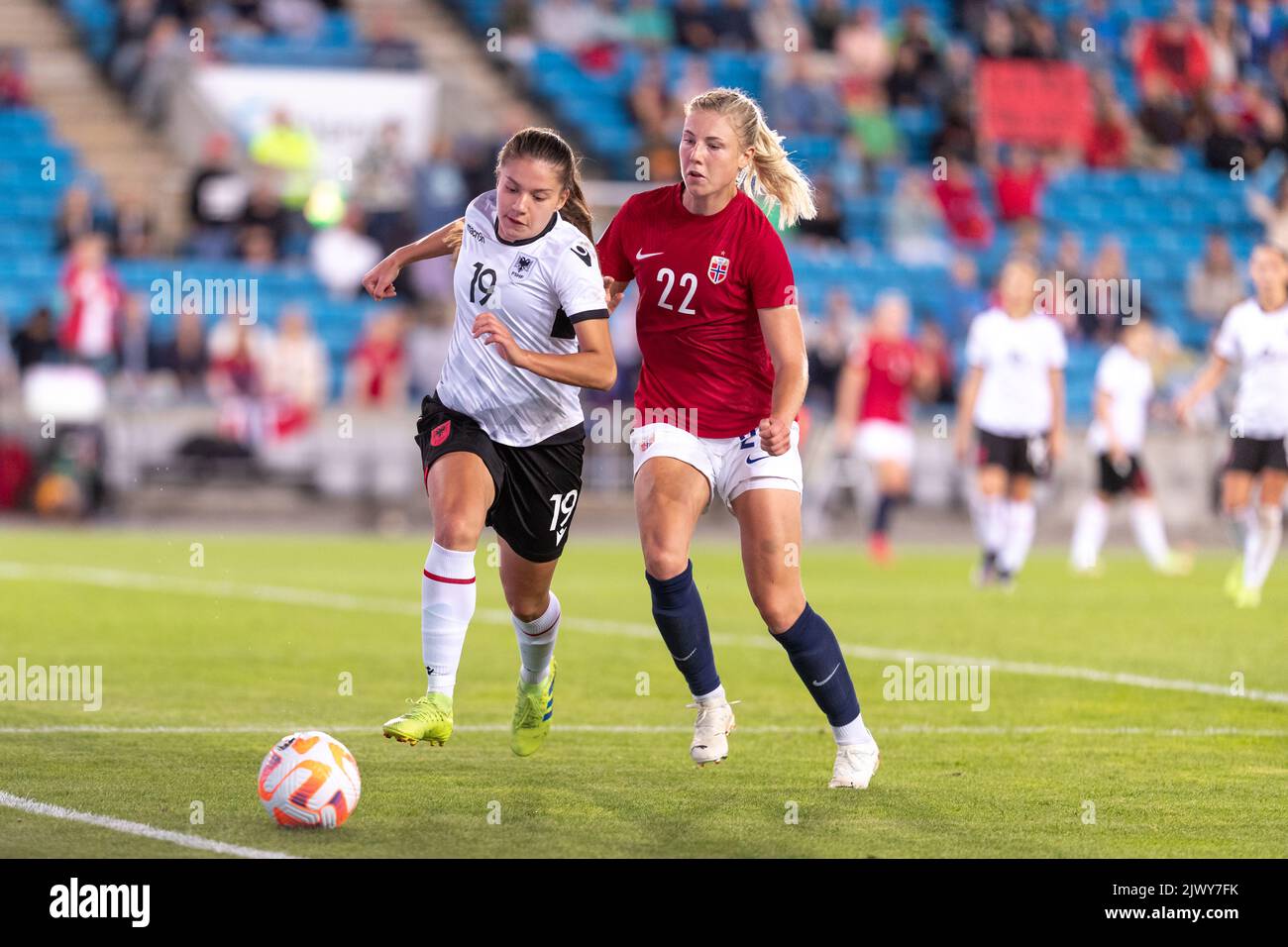 Oslo, Norway 06 September 2022, Matilda Gjergji of Albania battles with ...
