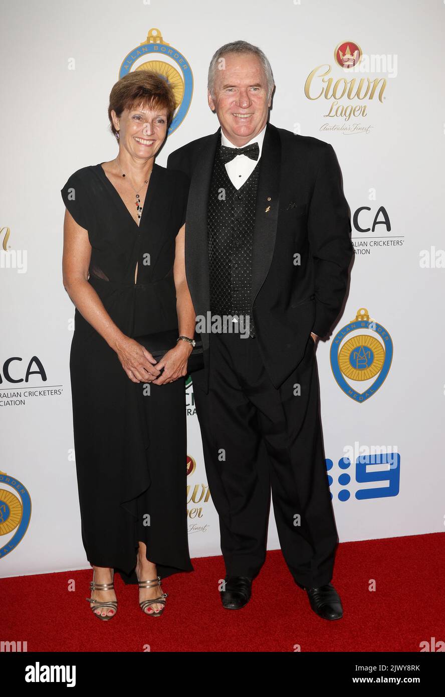 Allan Border and his wife on the red carpet at the 2015 Allan Border ...