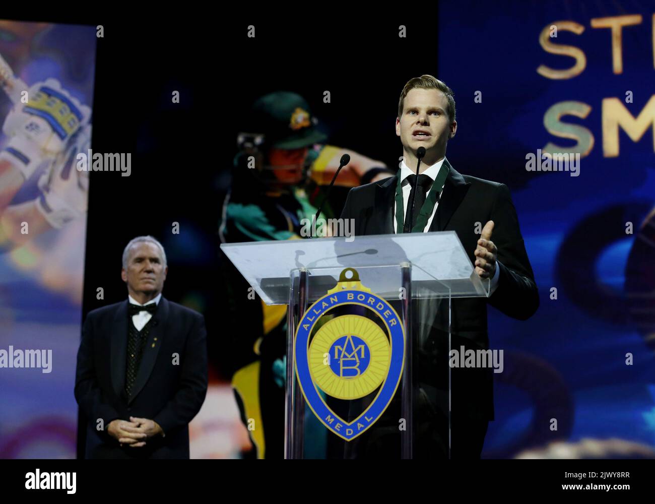 Steve Smith after winning the 2015 Allan Border Medal at the ...