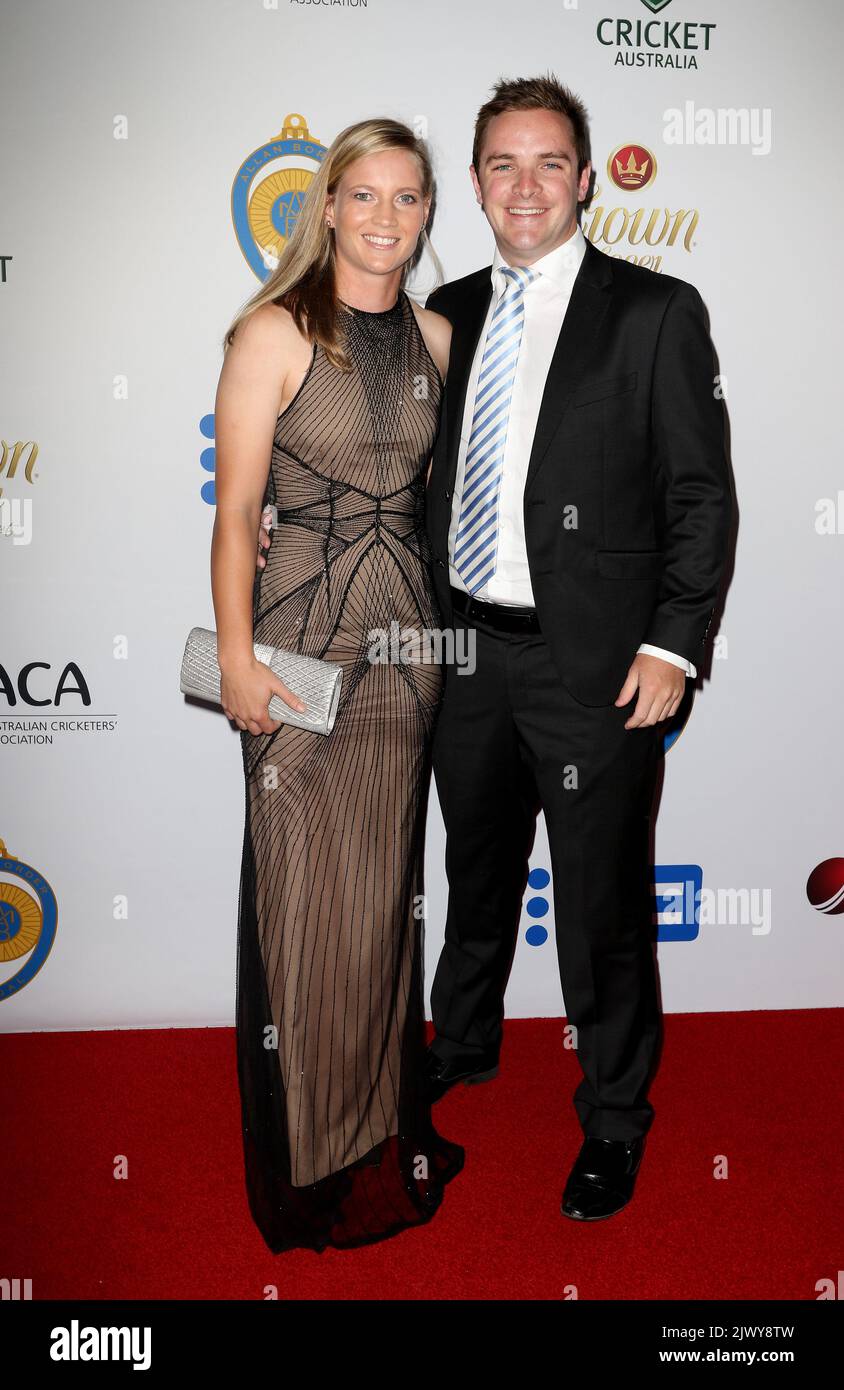 Meg Lanning and partner on the red carpet at the 2015 Allan Border ...
