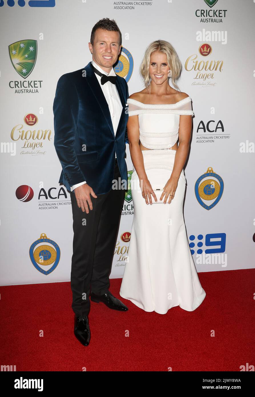 Peter Siddle and partner Anna Weatherlake on the red carpet at the 2015 ...