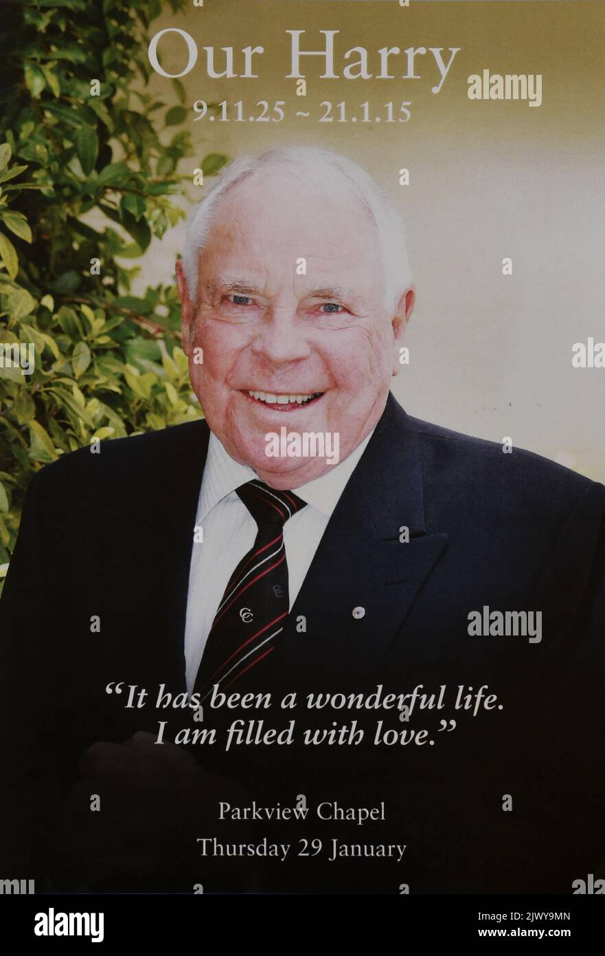 The front cover of the program for the funeral of veteran journalist ...