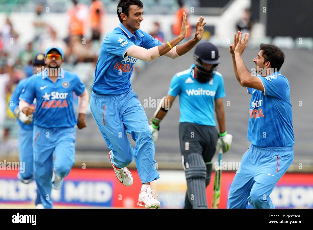 Axar Patel of India celebrates after dismissing Moeen Ali of England ...