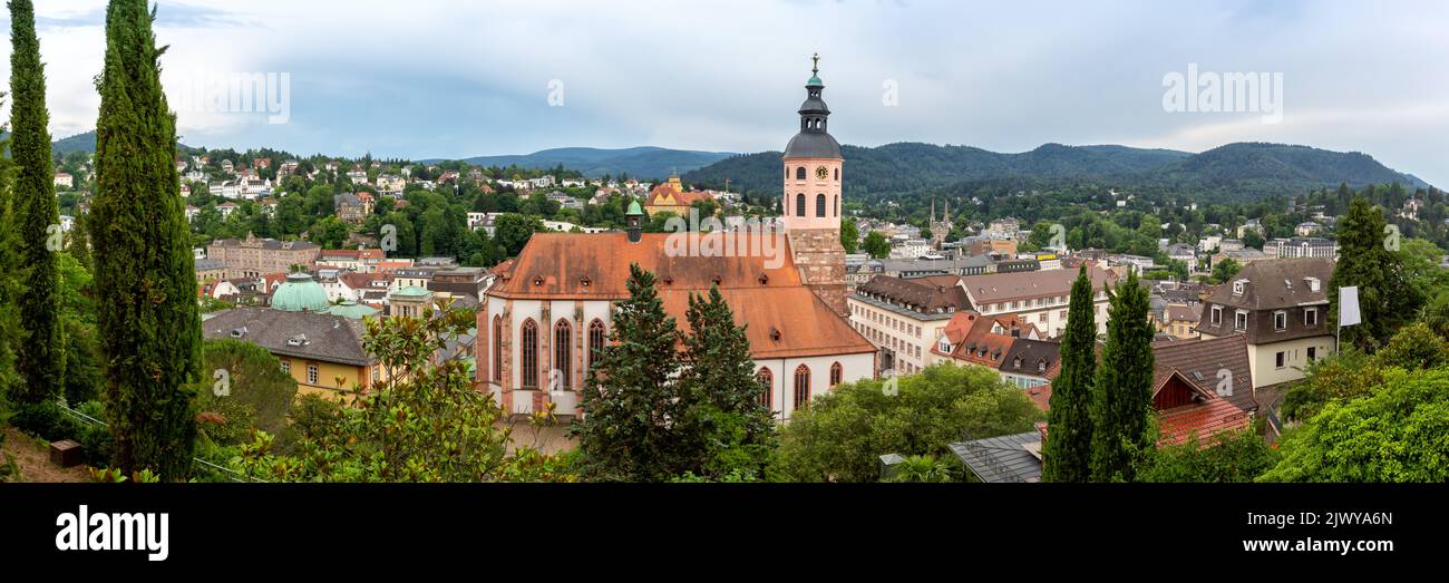 Overview of Baden-Baden town city in the Black Forest with church ...