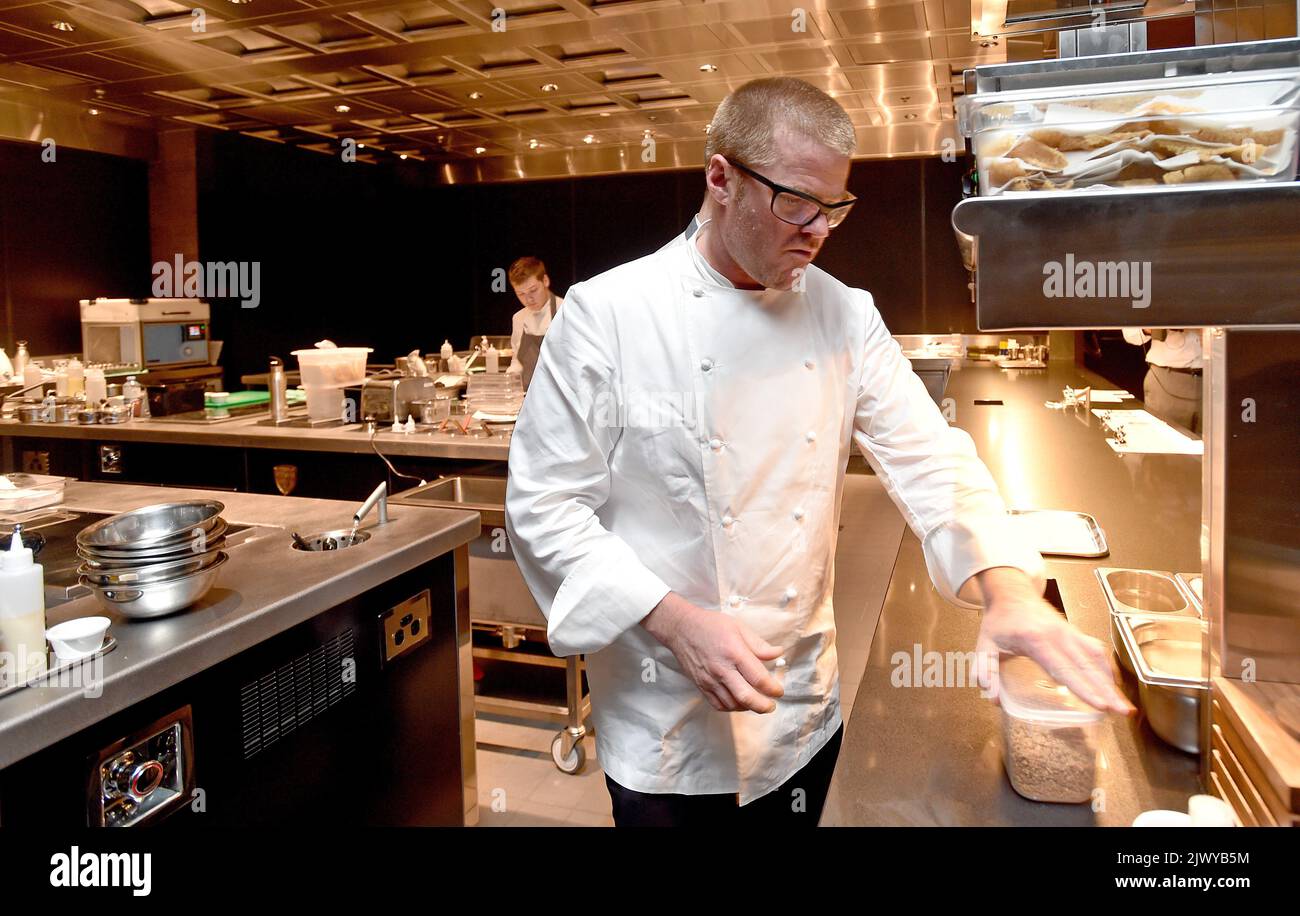 World renowned chef Heston Blumenthal in the kitchen at the launch of ...