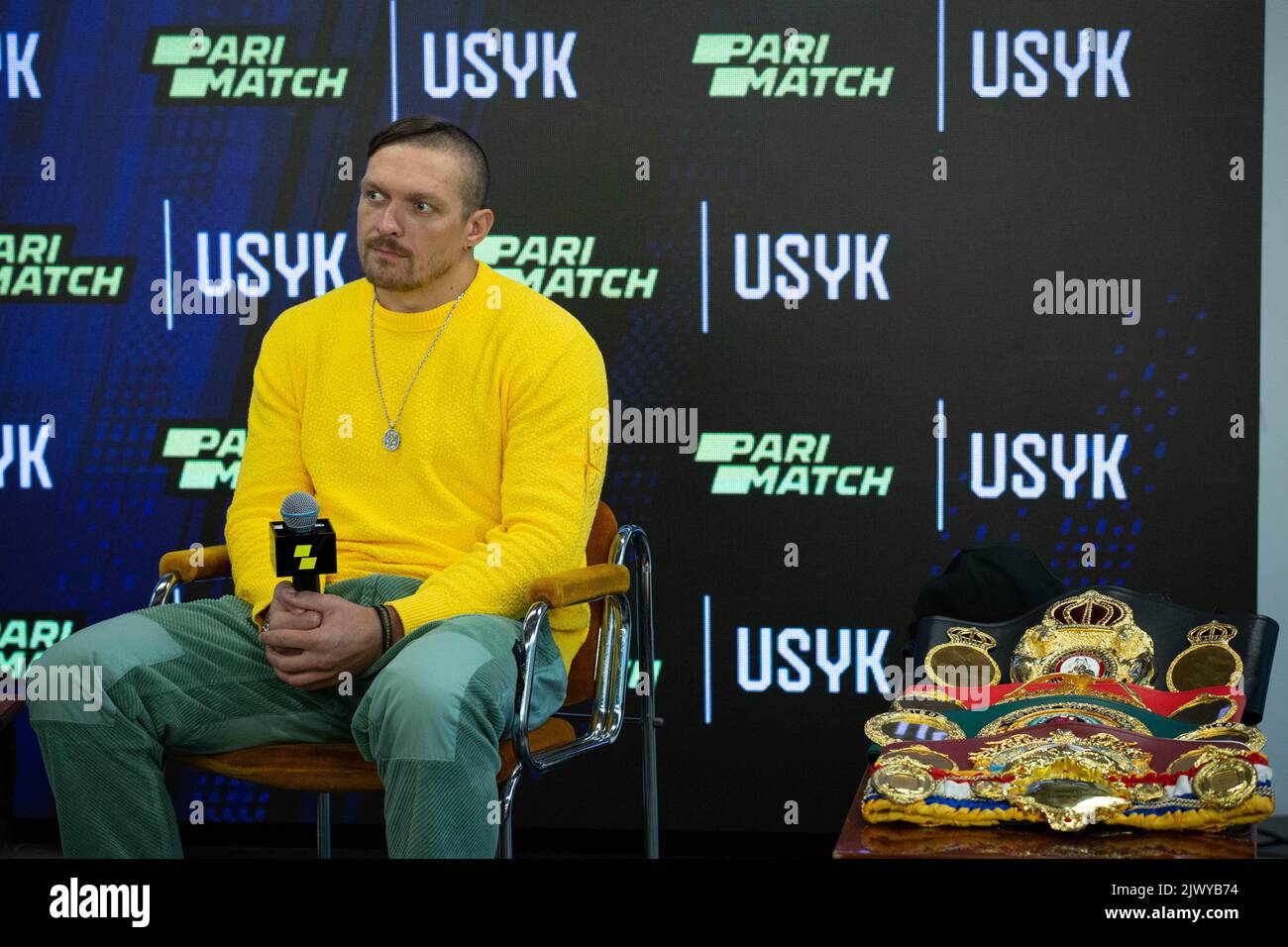 Kyiv, Ukraine. 2nd Sep, 2022. Ukraine's unified world heavyweight boxing champion Oleksandr Usyk ...