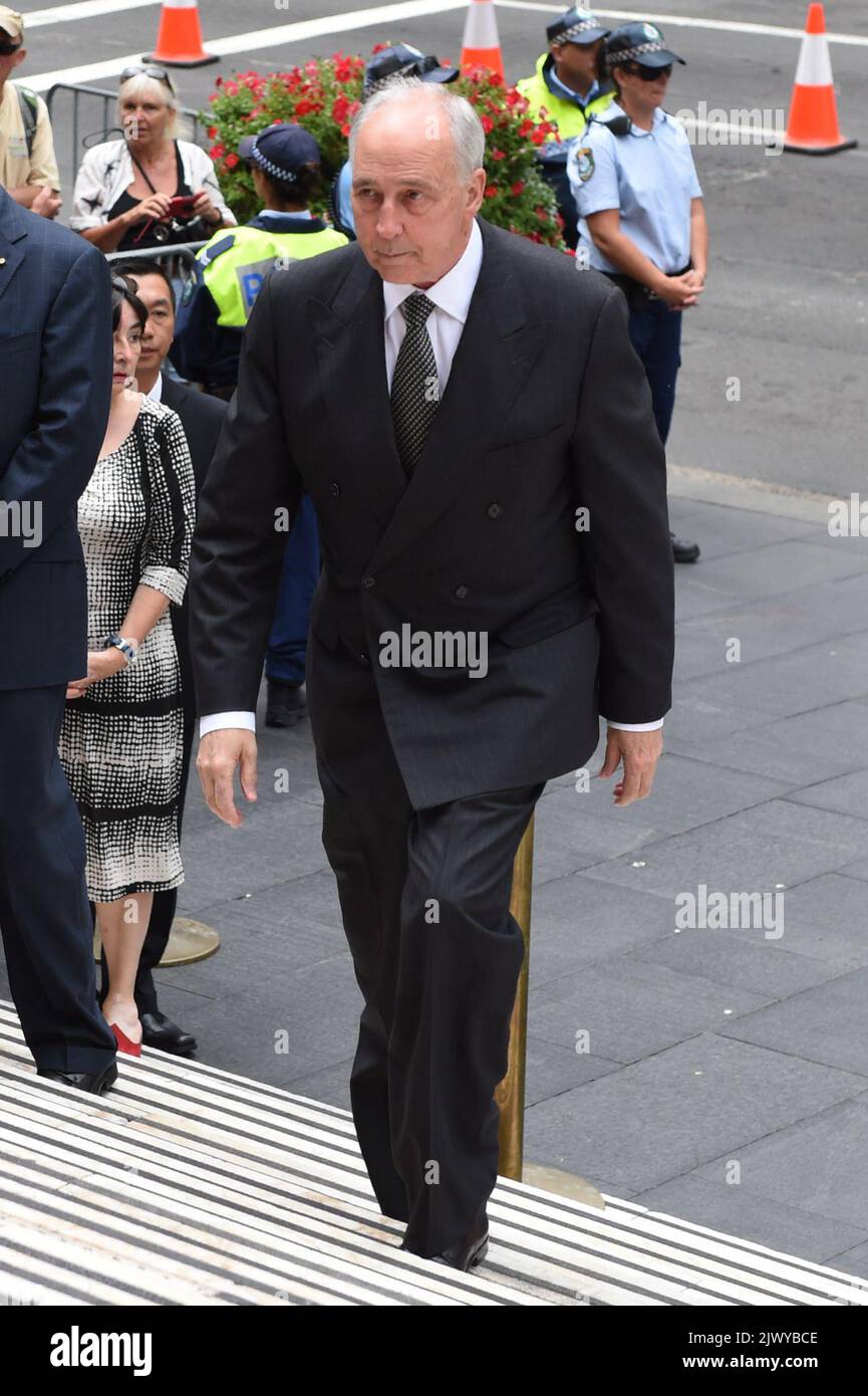 Former Prime Minister Paul Keating arrives for the state funeral of ...