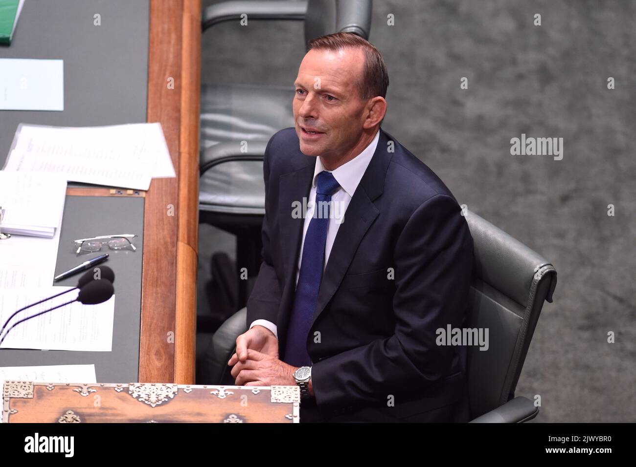 Prime Minister Tony Abbott during Question Time at Parliament House in ...