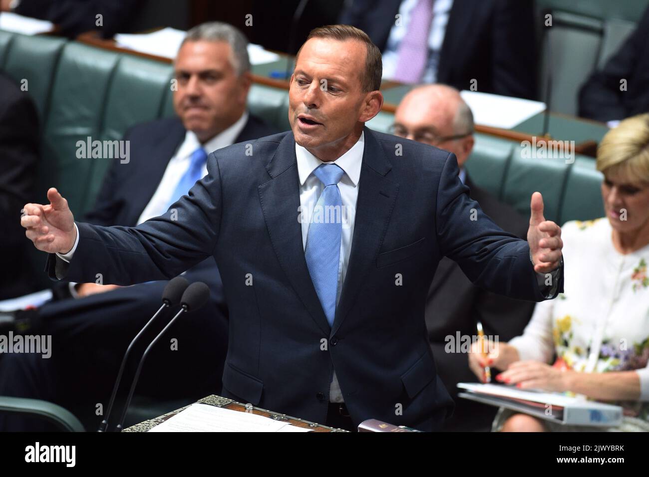 Prime Minister Tony Abbott speaks during Question Time at Parliament ...