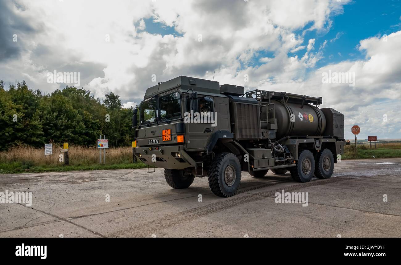 British army M.A.N. unit support tanker in action on a military ...