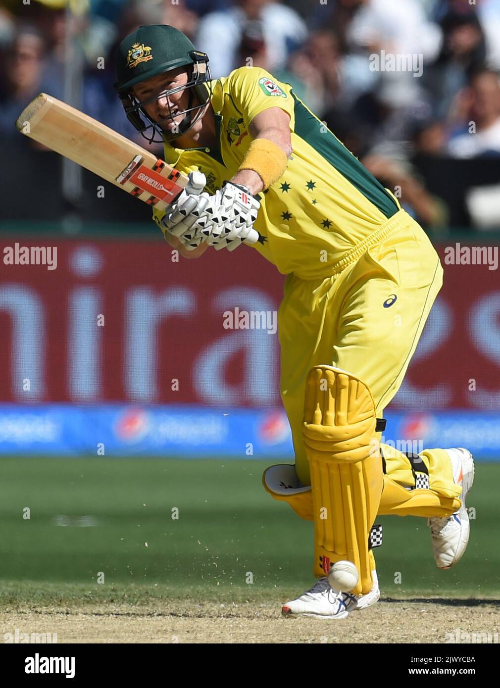 George Bailey plays a shot during the Australia versus England ICC ...