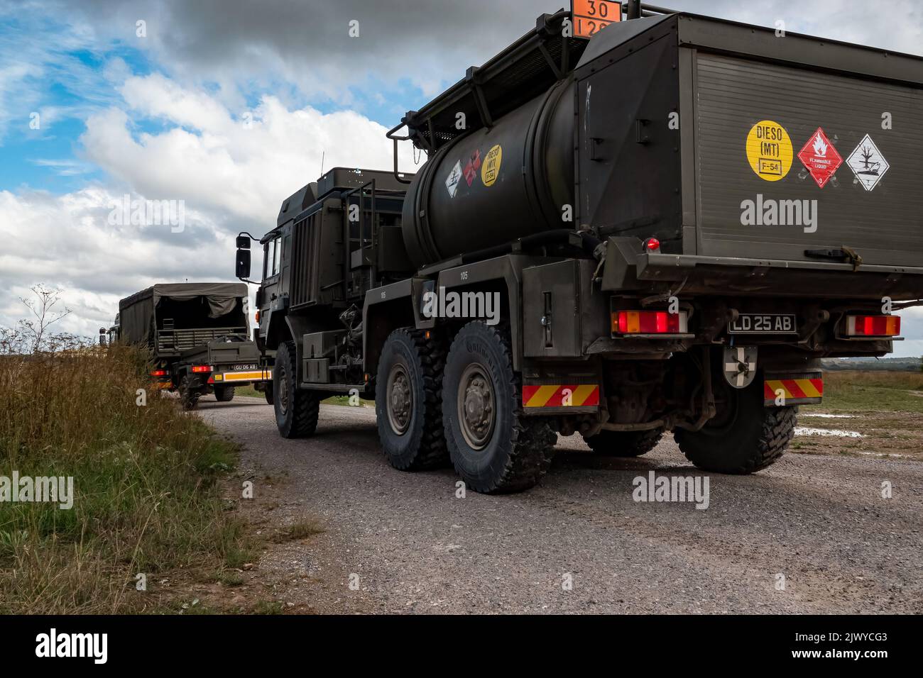 British army M.A.N. HX58 unit support tanker in action on a military ...
