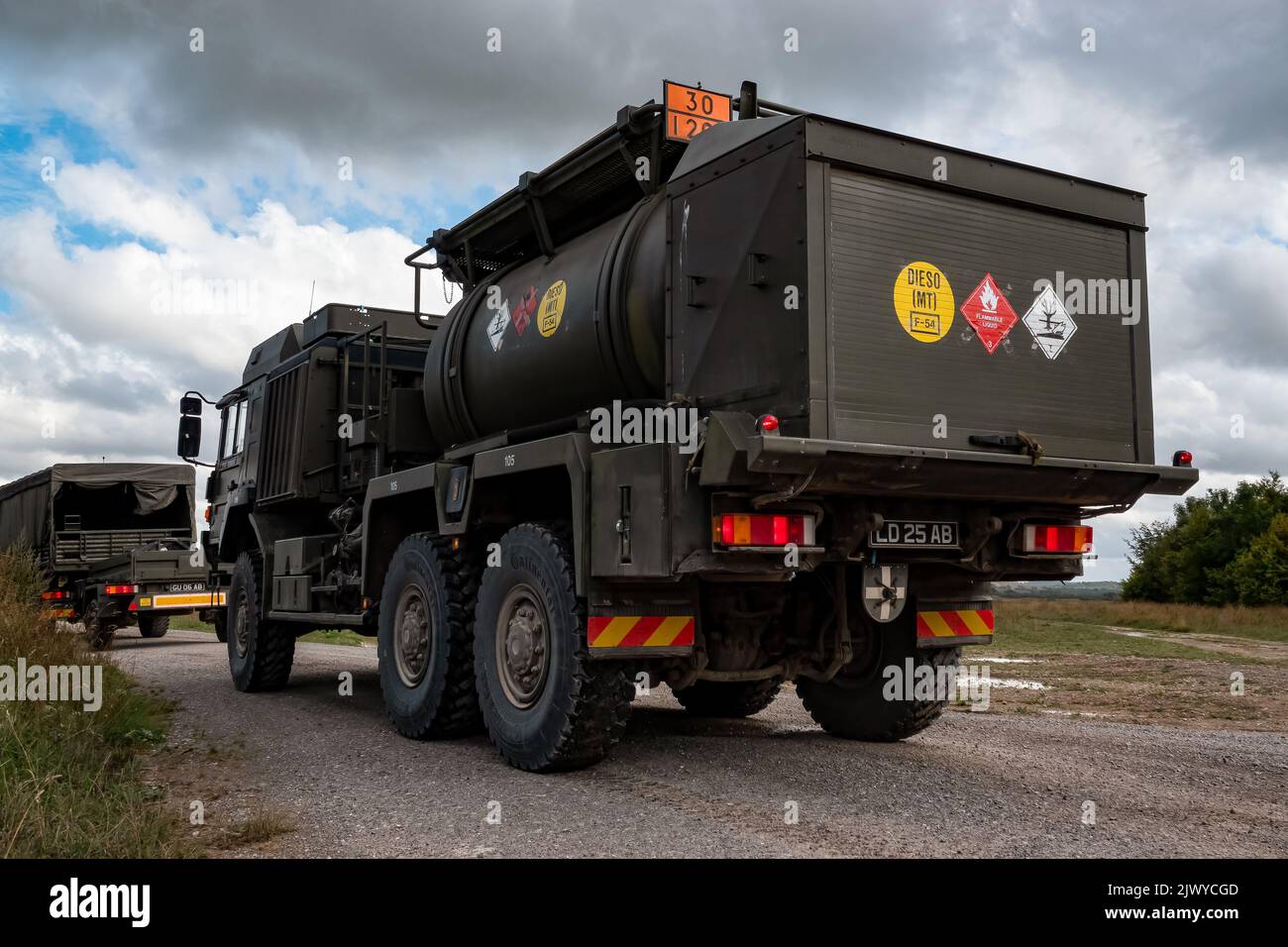 British army M.A.N. HX58 unit support tanker in action on a military ...