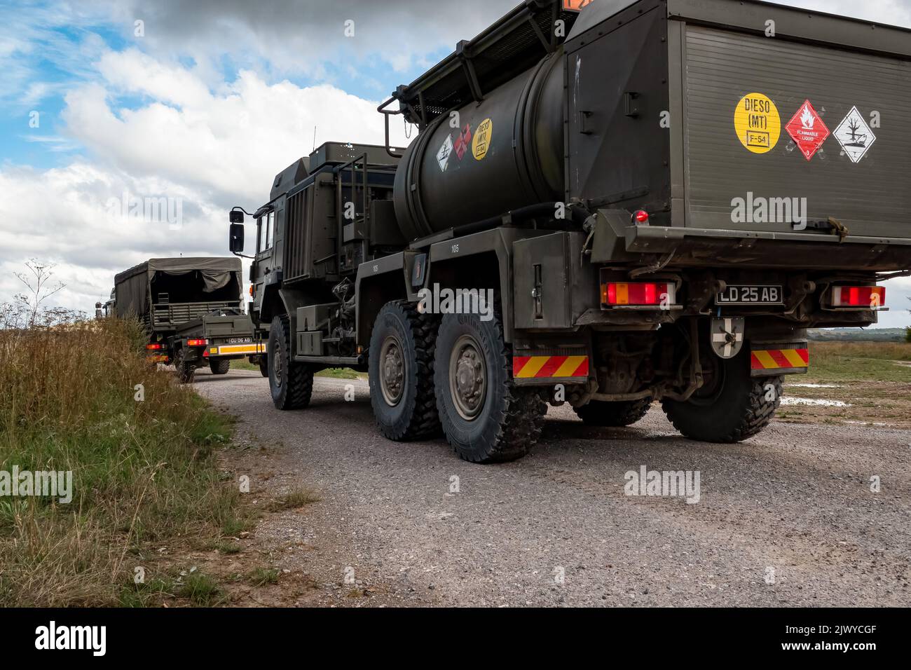 British army M.A.N. HX58 unit support tanker in action on a military ...