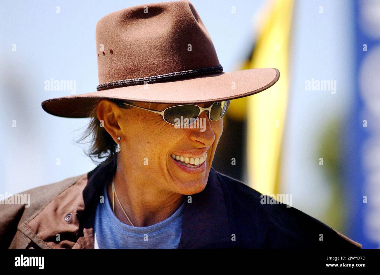 Tennis player Martina Navratilova of the USA wears an Australian made ...