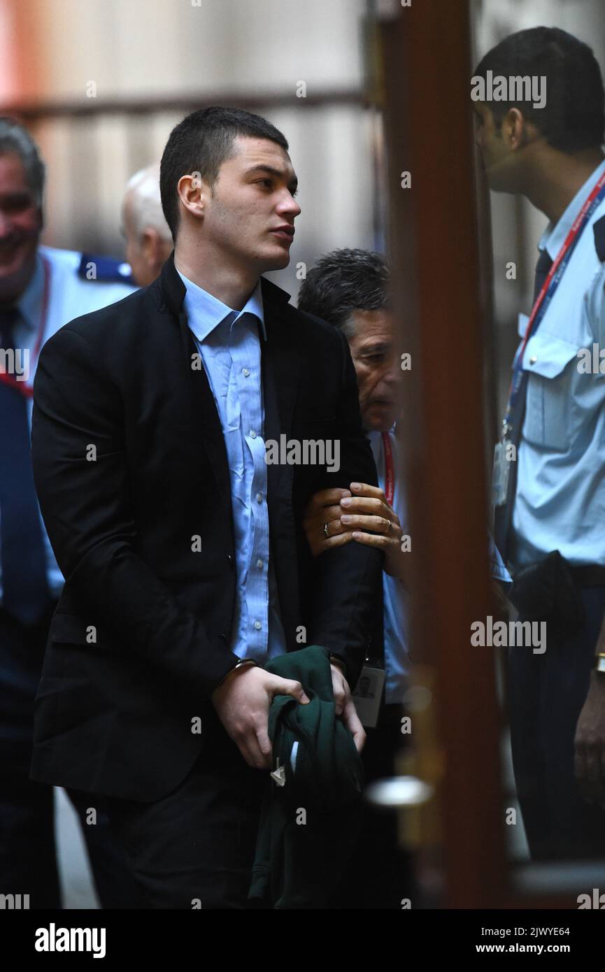 Easton Woodhead is lead into the Supreme Court of Victoria in Melbourne ...
