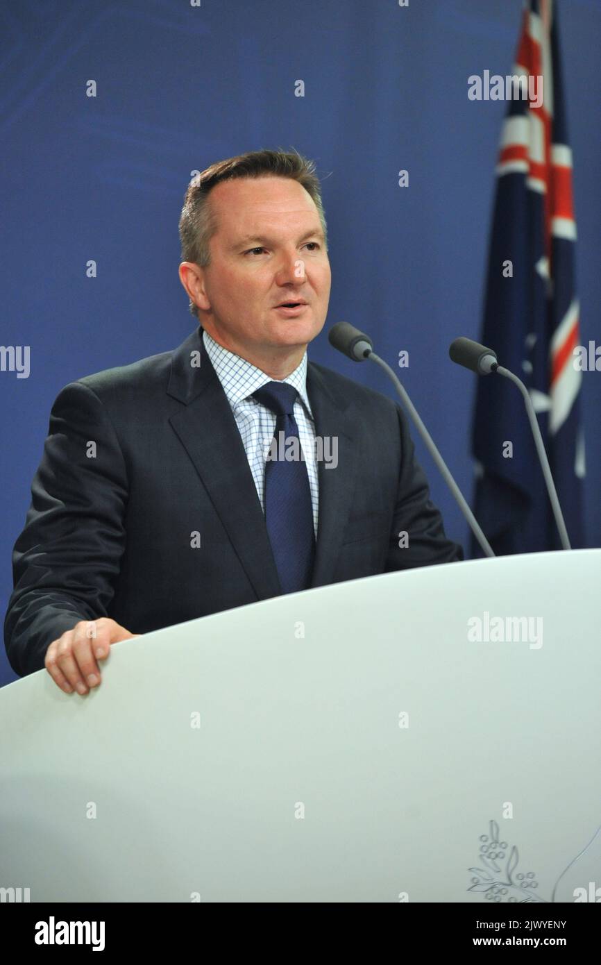 Shadow Treasurer Chris Bowen speaks to the media in Sydney, Friday, Mar ...