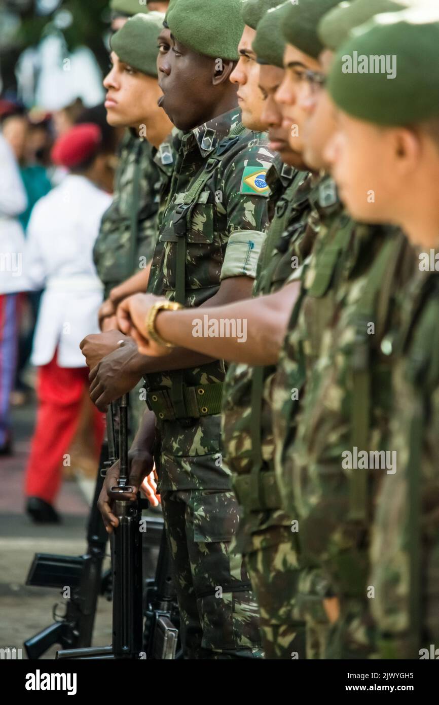 salvador, bahia, brazil - september 7, 2016: Brazilian Army soldiers ...