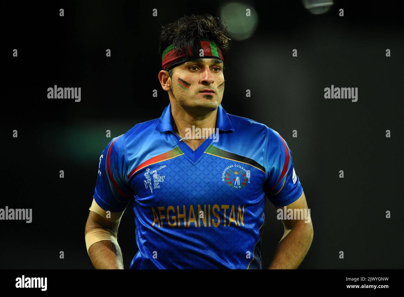 Hamid Hassan of Afghanistan fields during the ICC Cricket World Cup ...