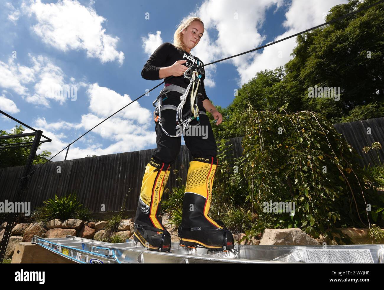 Alyssa Azar, 18, trains ahead of her climb of Mount Everest at the ...