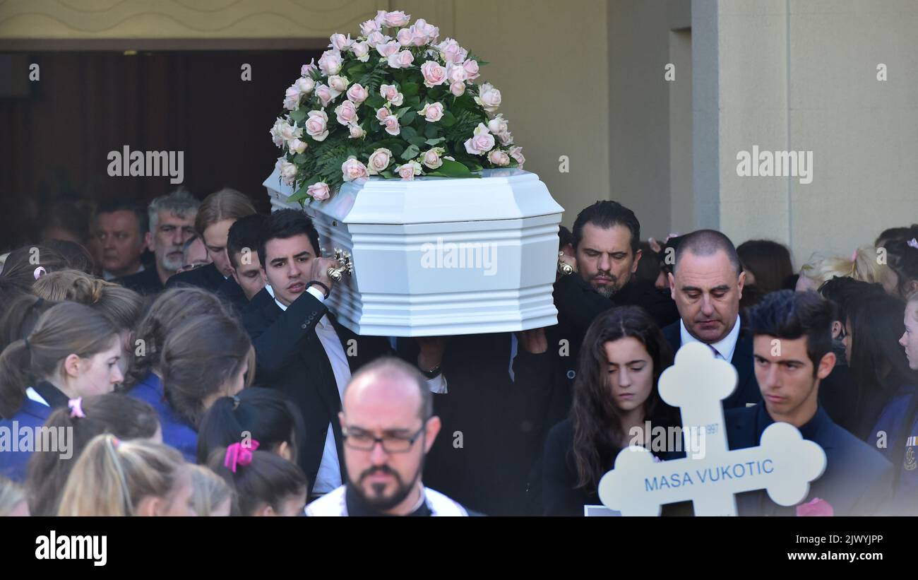 The coffin of Masa Vukotic is carried from J.A Boyd chapel at ...