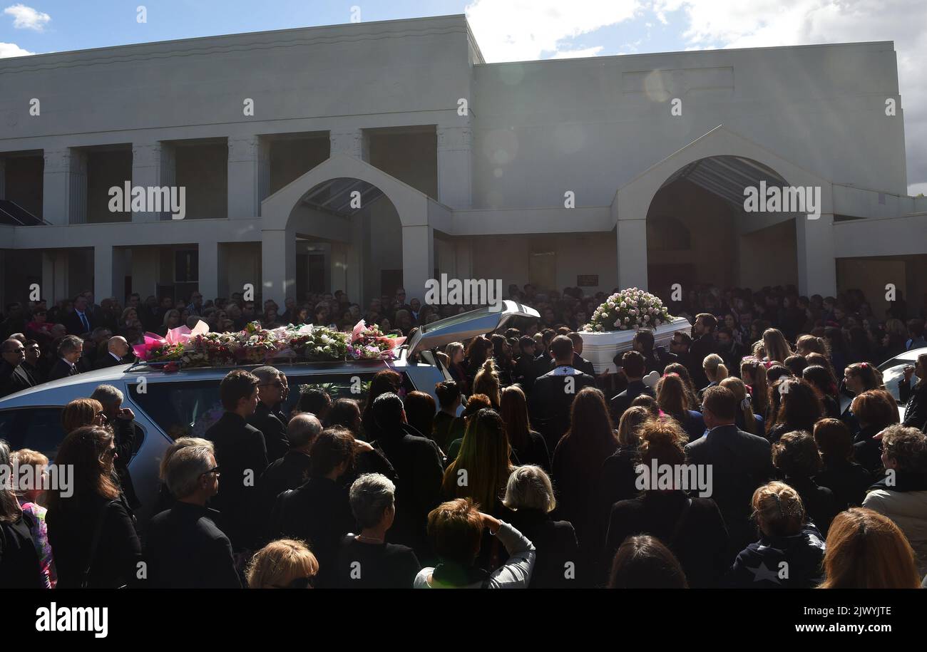 The coffin of Masa Vukotic is carried from J.A Boyd chapel at ...