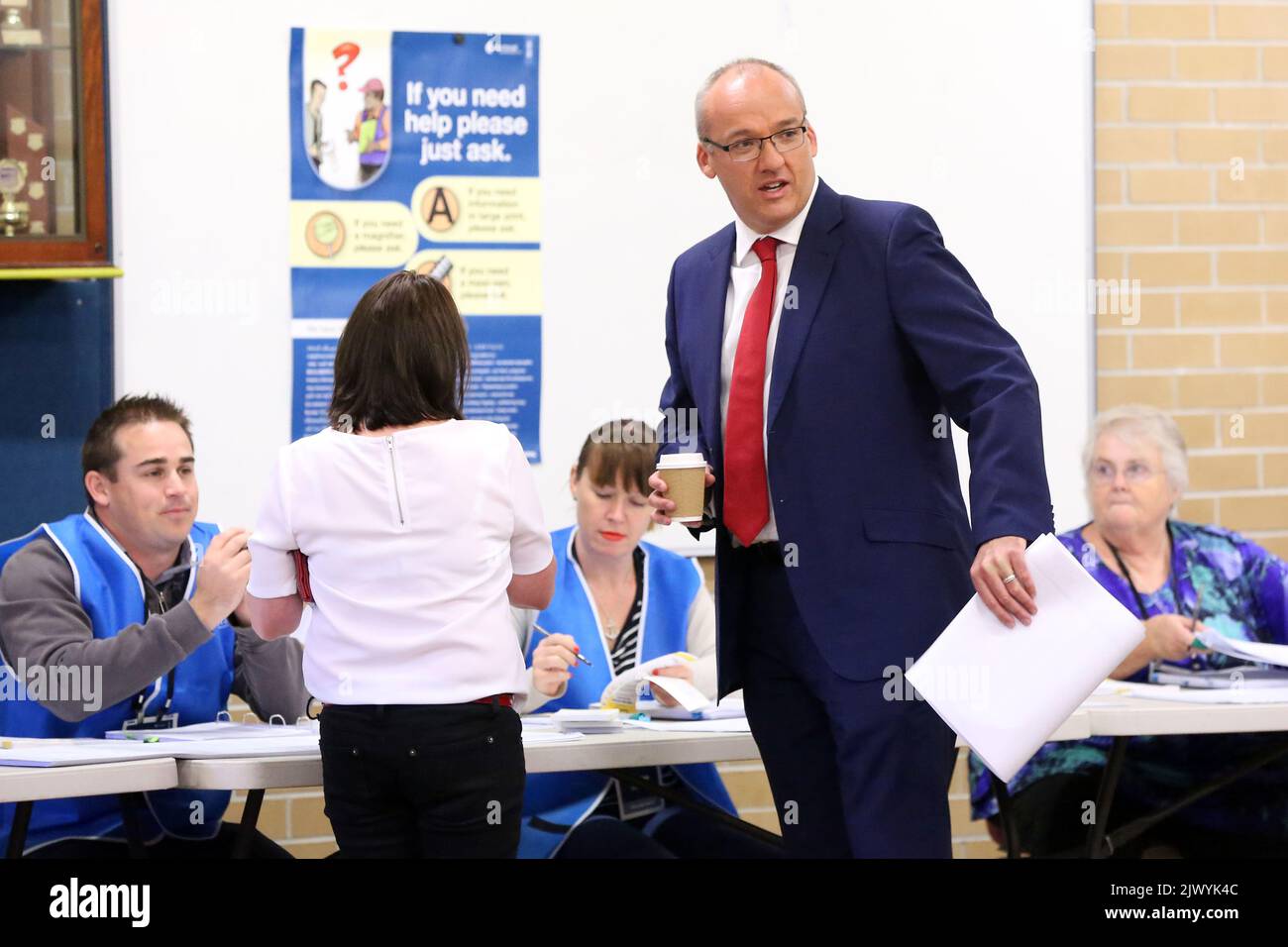 NSW Opposition Leader Luke Foley (right) casts his vote with his Irish ...