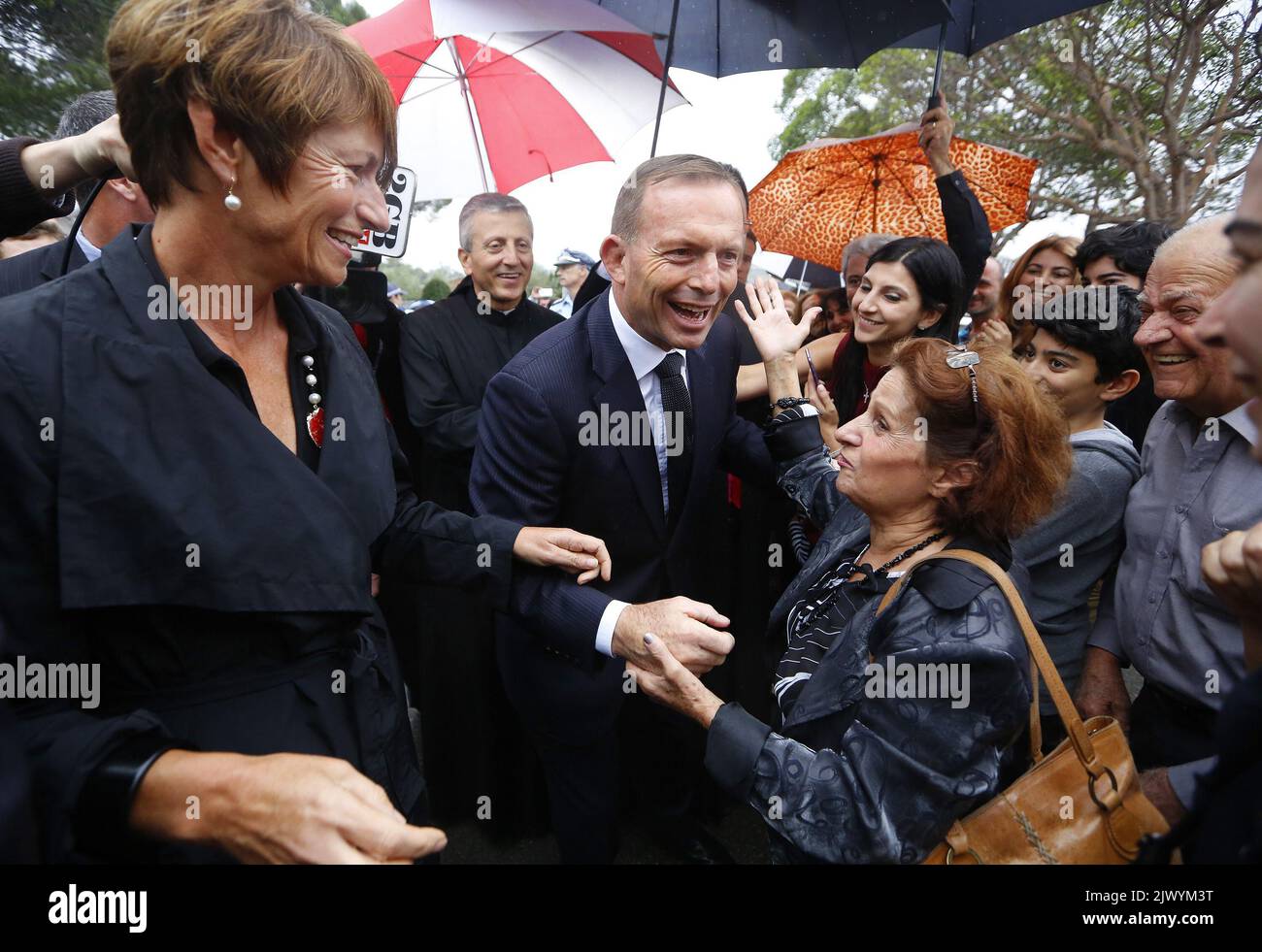 Australian Prime Minister Tony Abbott and his wife Margie (left) meet ...