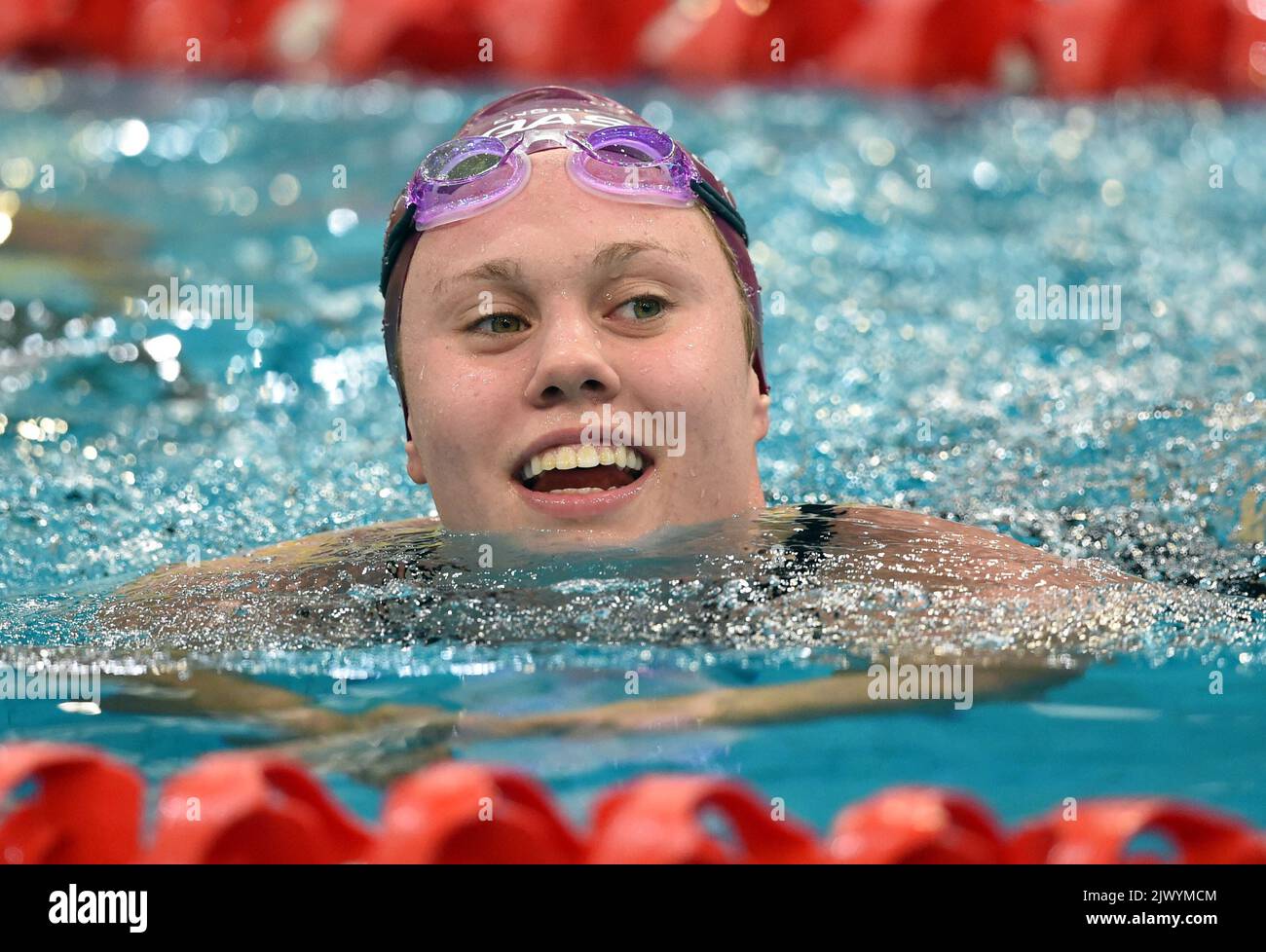 Chelsea Gubecka looks on after competing in the Men's 200m Freestyle ...