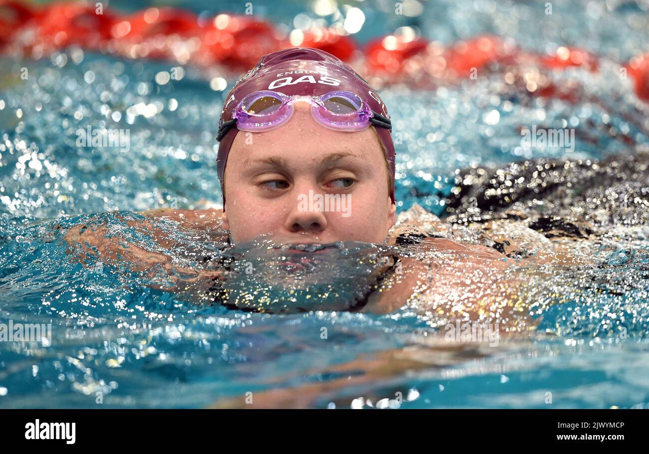 Chelsea Gubecka looks on after competing in the Men's 200m Freestyle ...