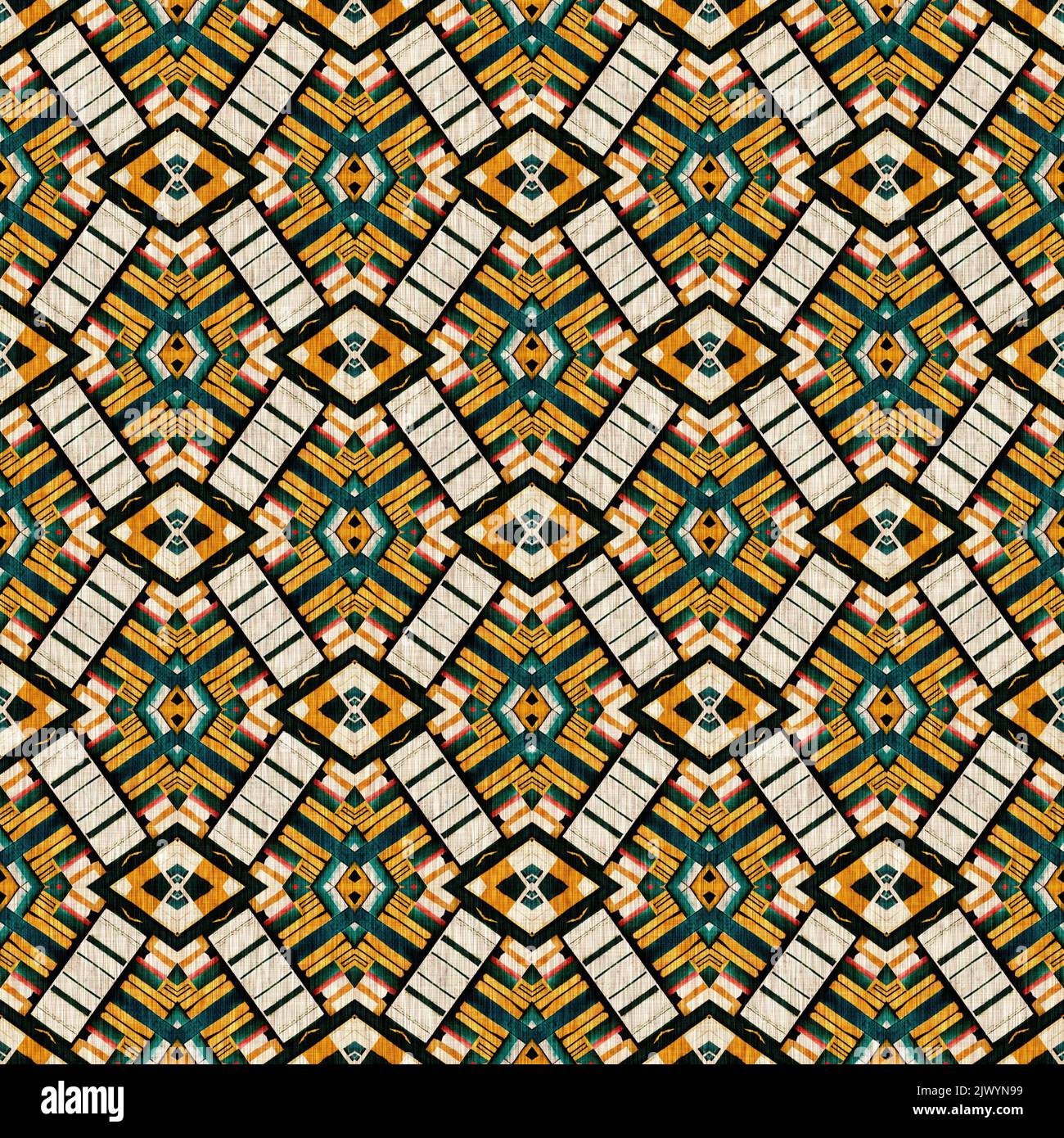 Traditional tile mosaic seamless pattern print. Fabric effect mexican ...