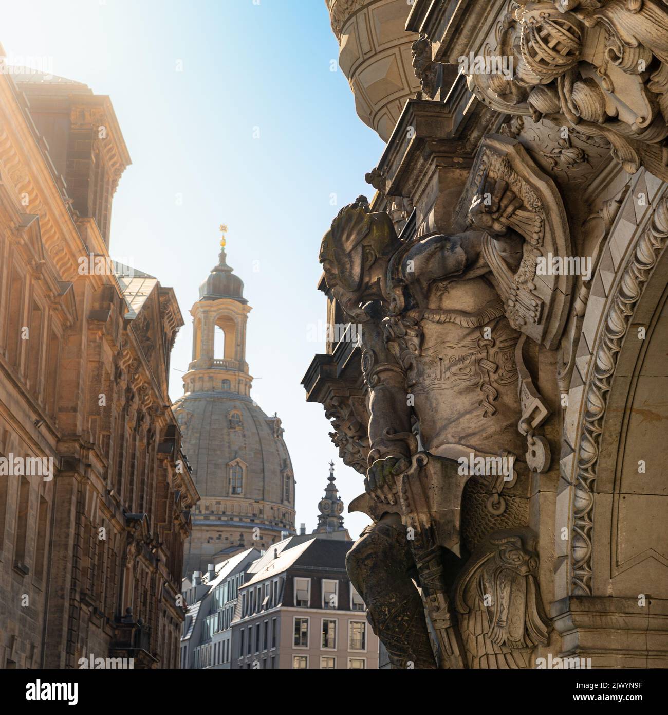 Sculpture of a statue of a warrior at the George Gate or Georgentor ...