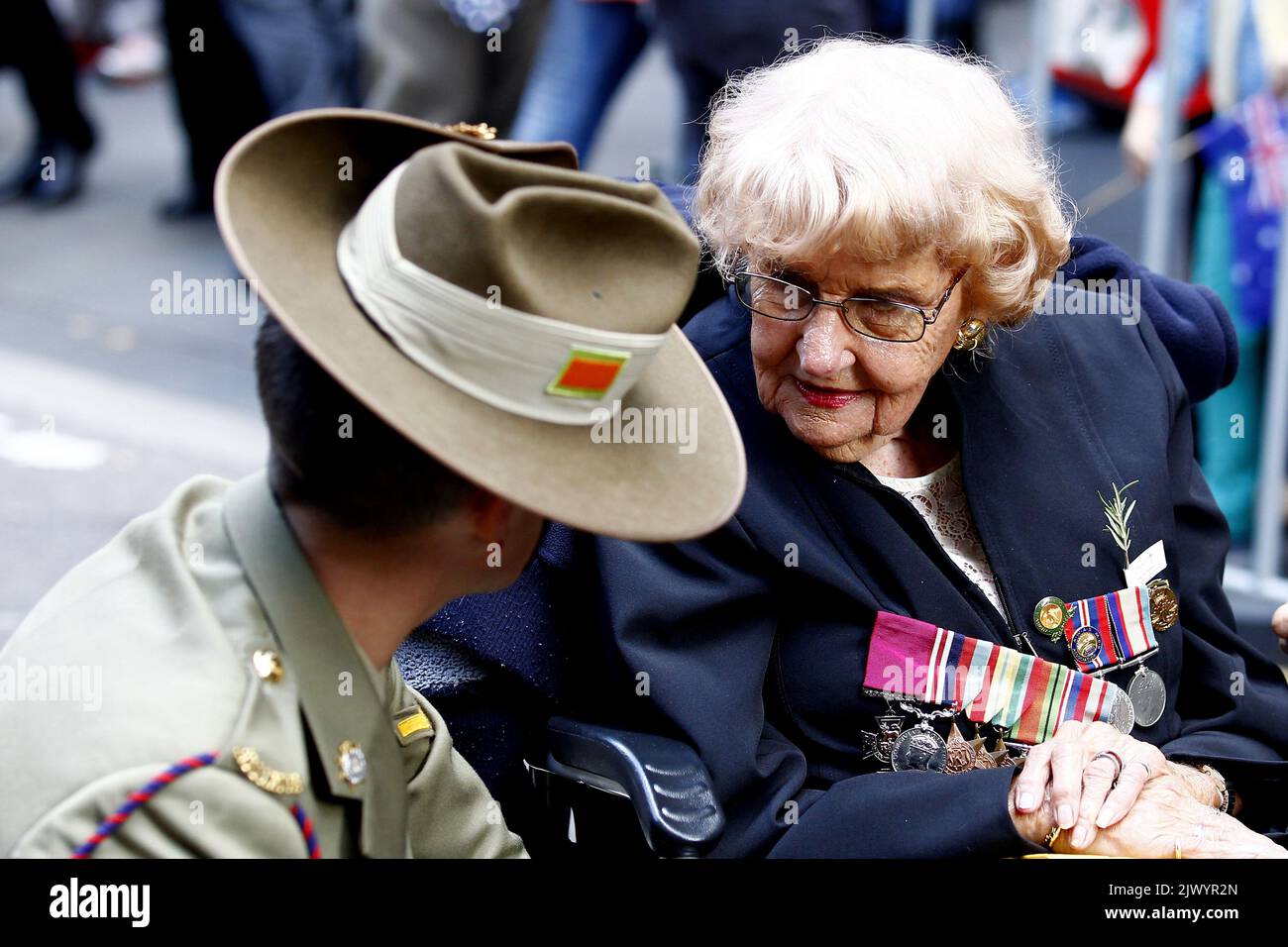 Participants march during the Anzac Day parade in Sydney, Saturday ...