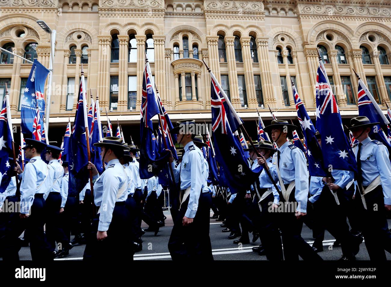 Participants march during the Anzac Day parade in Sydney, Saturday ...