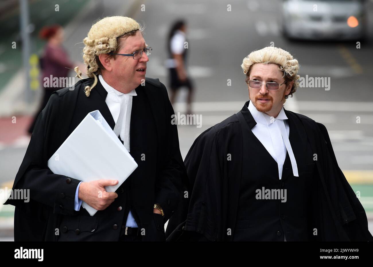 Defence lawyers for Brett Cowan Peter Davis QC and Angus Edwards arrive ...