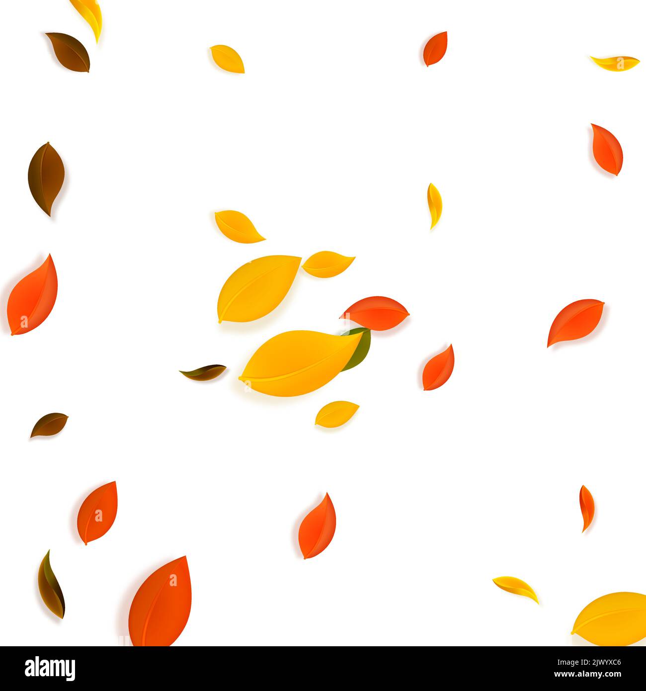 Falling autumn leaves. Red, yellow, green, brown chaotic leaves flying. Explosion colorful ...