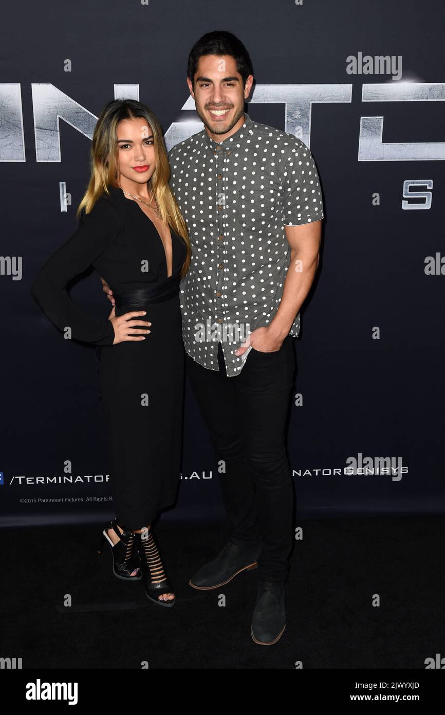 Australian singer Fely Irvine (left) and actor Tai Hara pose for a ...