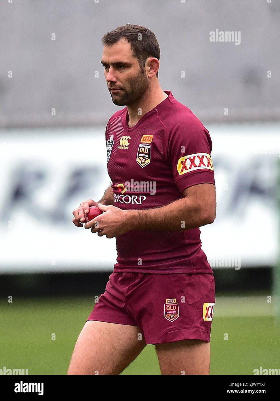 Queensland state of Origin player Cam Smith is seen with a cricket ball ...
