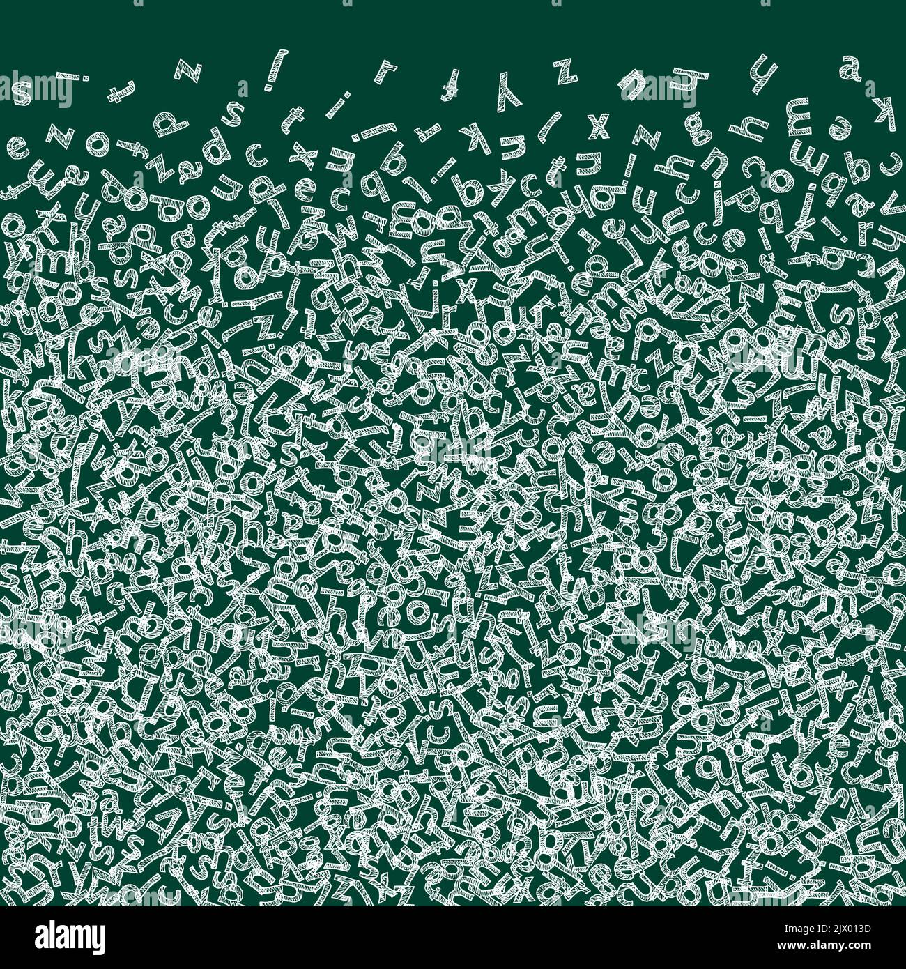 Falling letters of English language. Childish chalk flying words of ...