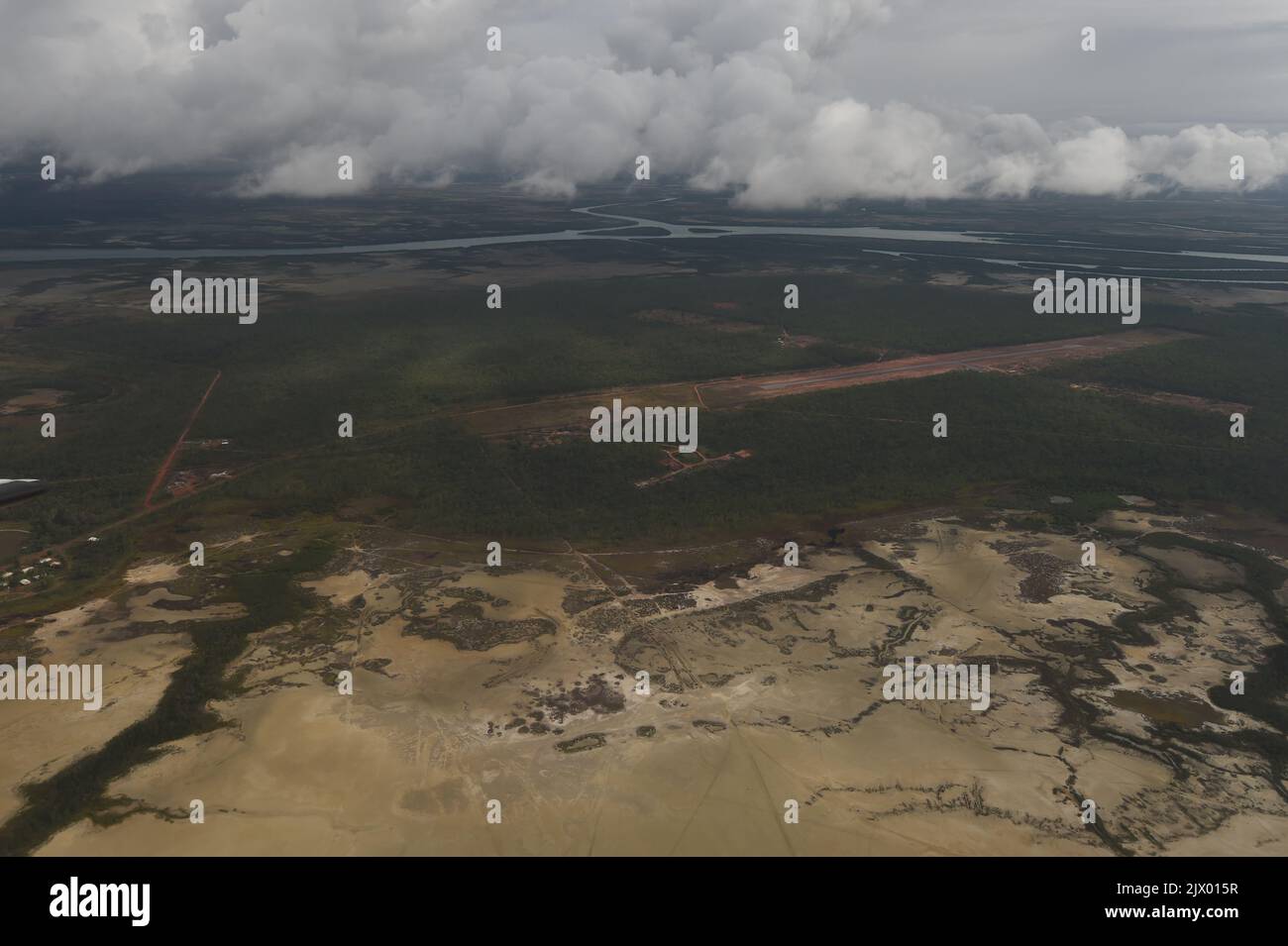 An aerial view of the airstrip at the remote aboriginal community of ...
