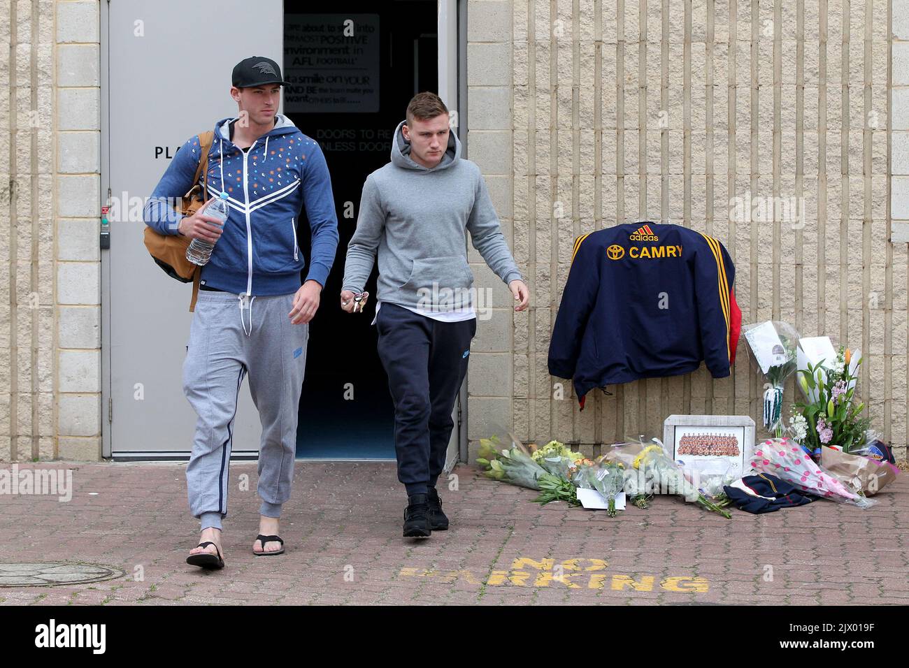 Adelaide Crows players Josh Jenkins and Rory Laird at the football club ...