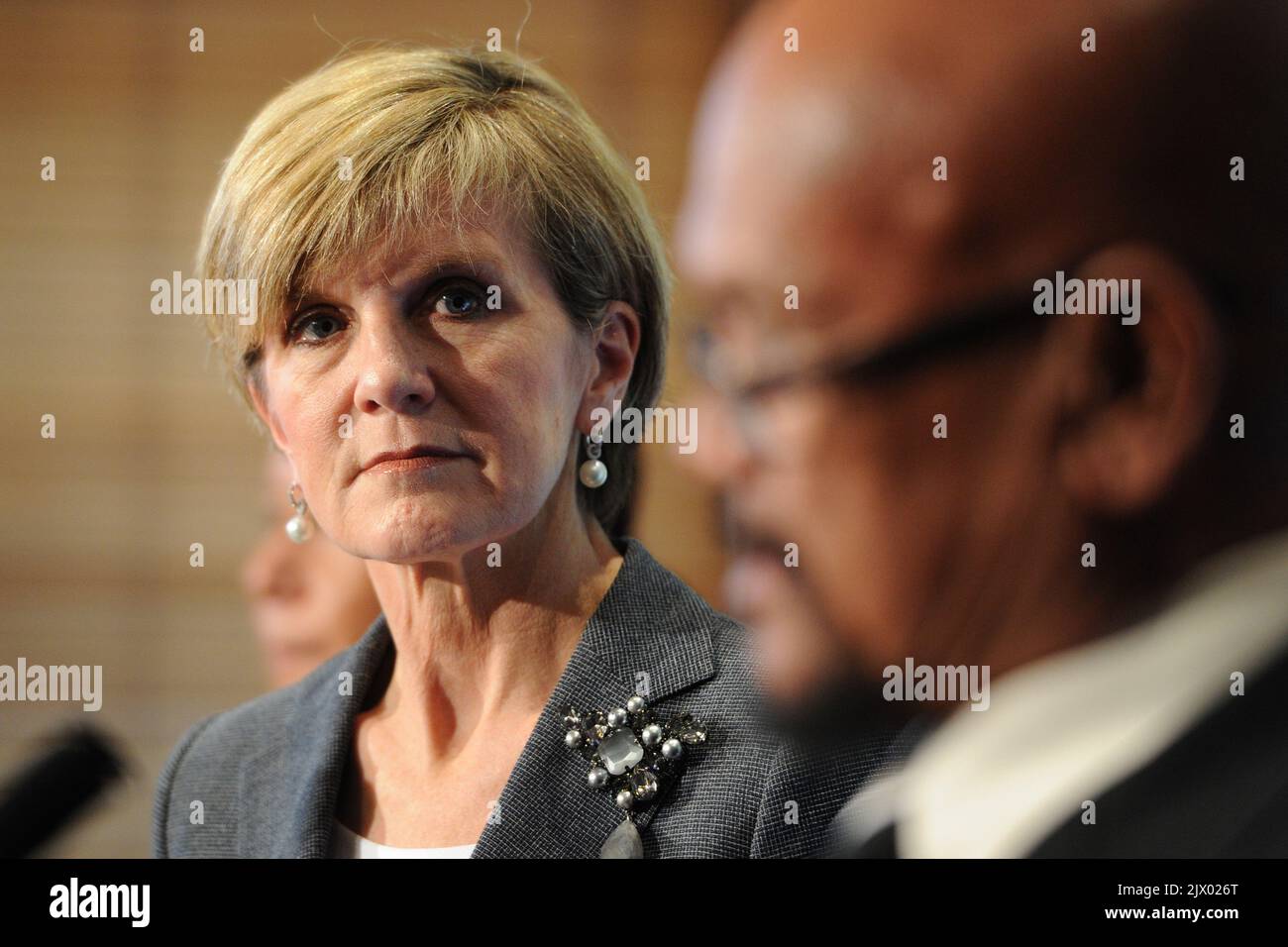 Australian Foreign Minister Julie Bishop speaks to the media during the ...