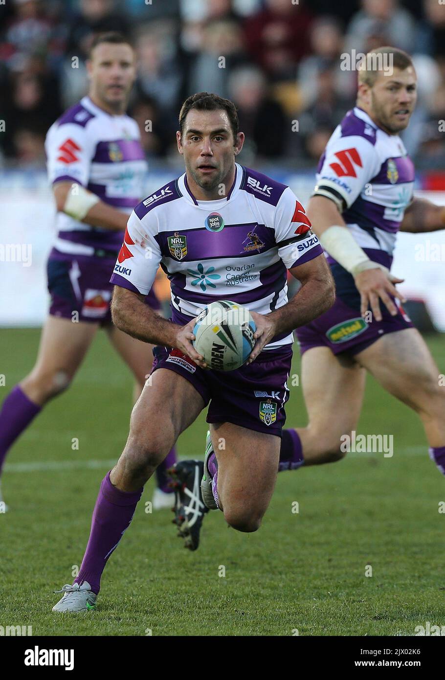 Captain Cameron Smith of the Melbourne Storm makes a run against the ...