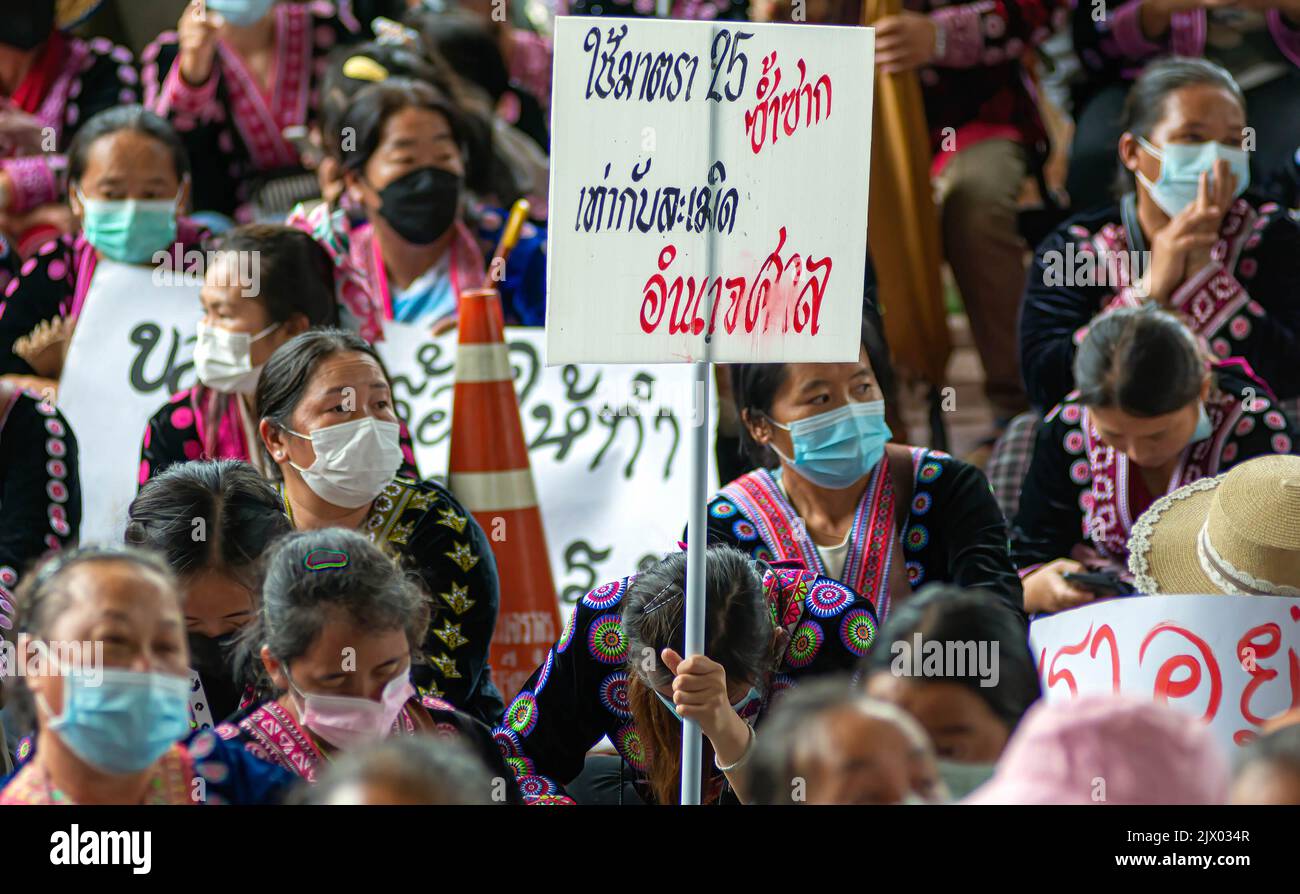Chiang Mai, Thailand. 05th Sep, 2022. The Hmong hill tribe protesters ...