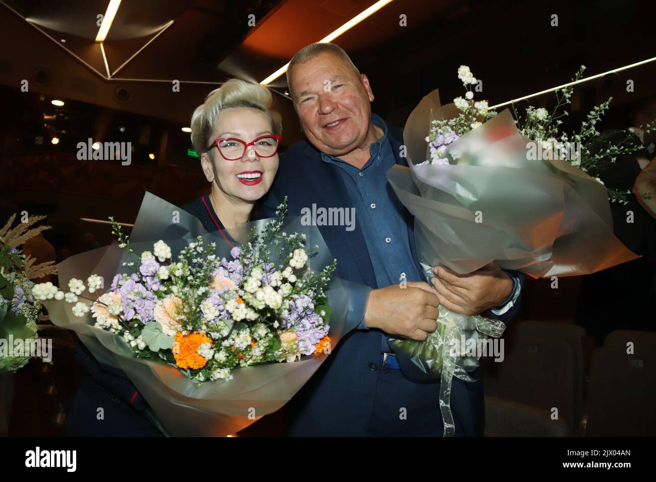 September 5, 2022. - Russia, Moscow. - Stage on Sukharevskaya. A meeting of the Oleg Tabakov ...