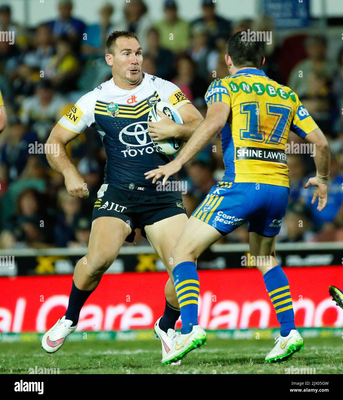 Cowboys Scott Bolton looks to make his way around Eels Isaac De Gois ...