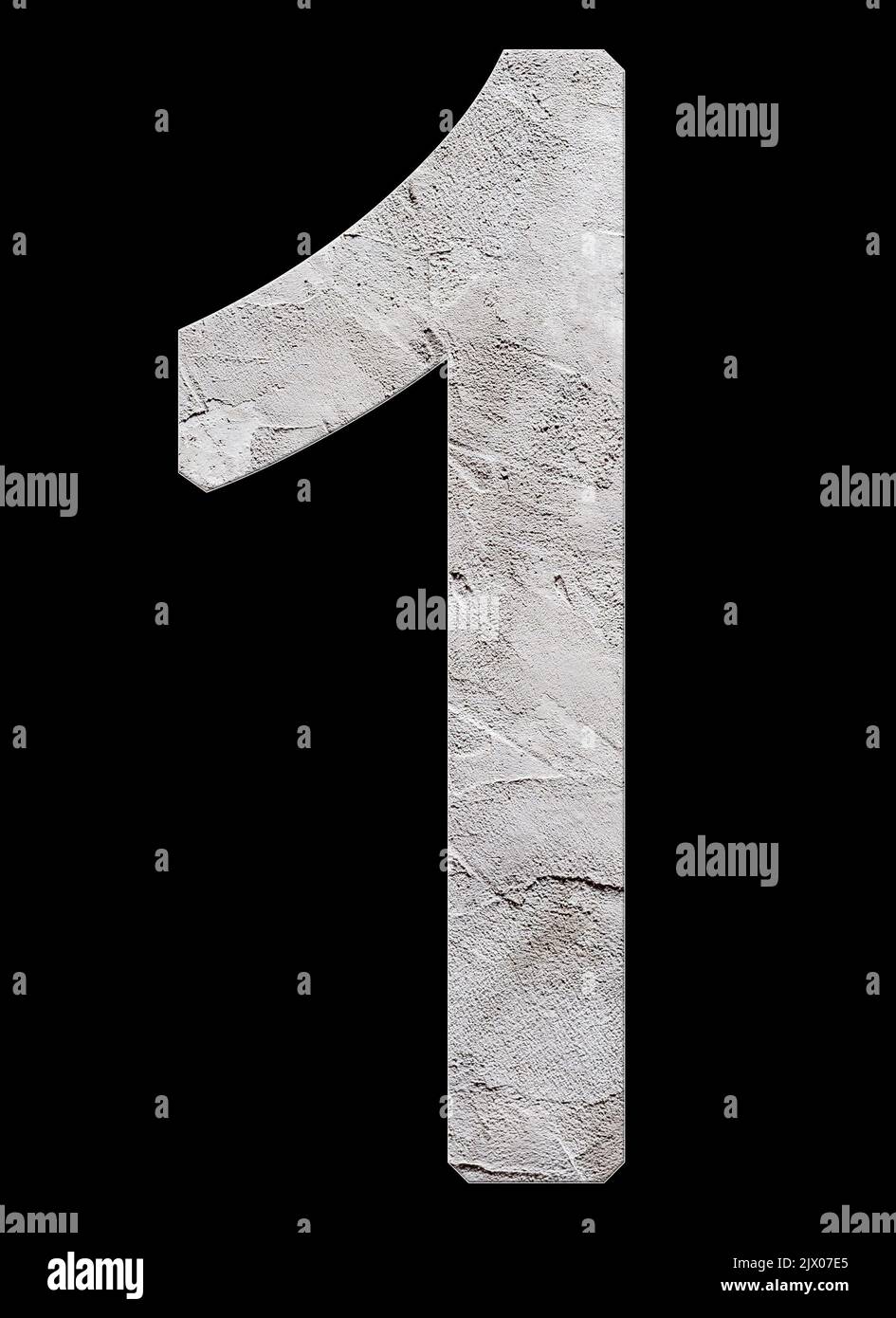 Number 1 with concrete texture, on black background Stock Photo - Alamy