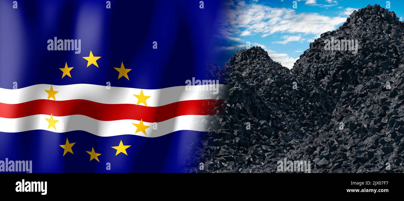 Cape Verde - country flag and pile of coal - 3D illustration Stock ...